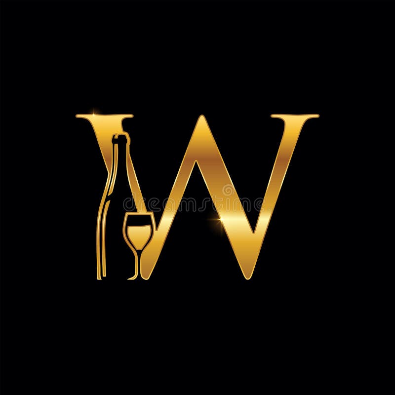 Gold Wine and Bottle Initial Letter B Design Stock Vector ...