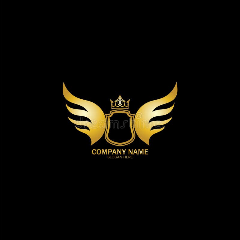 Winged Shield Gold Logo Design Symbol Illustration- Stock Illustration ...