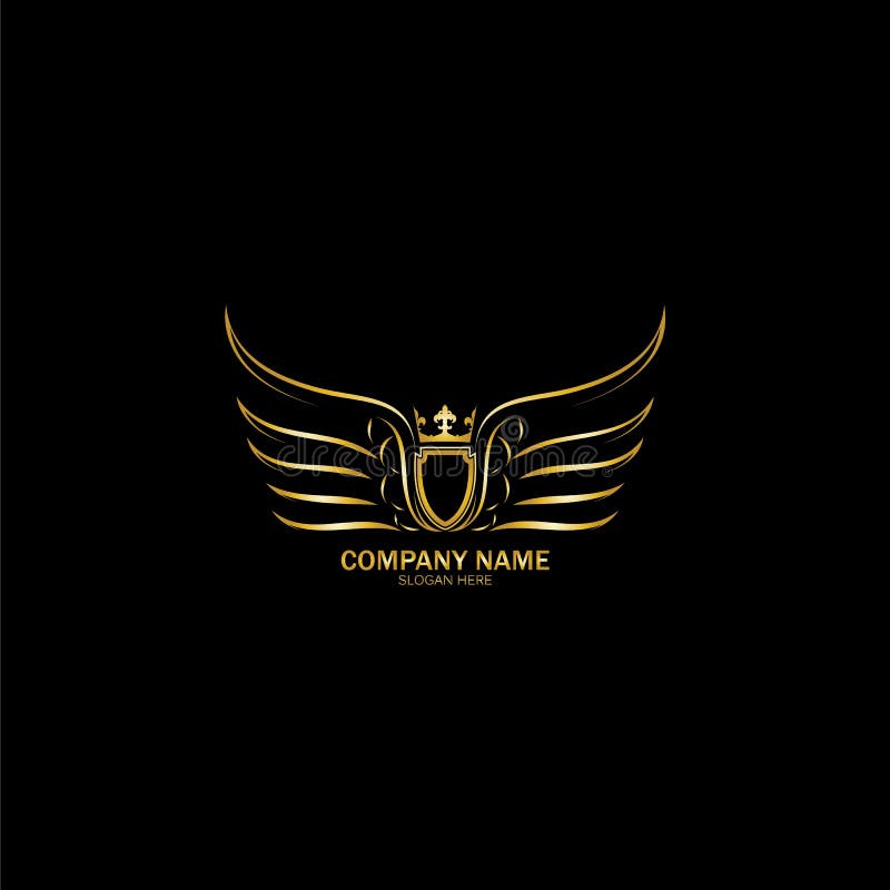 Golden Winged Shield with Crown Logo / Heraldry Symbol Stock Vector ...