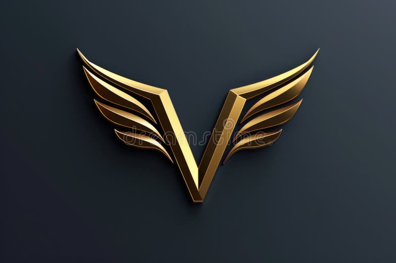 A Golden Winged V Symbol on a Black Background, Suitable for Designs ...