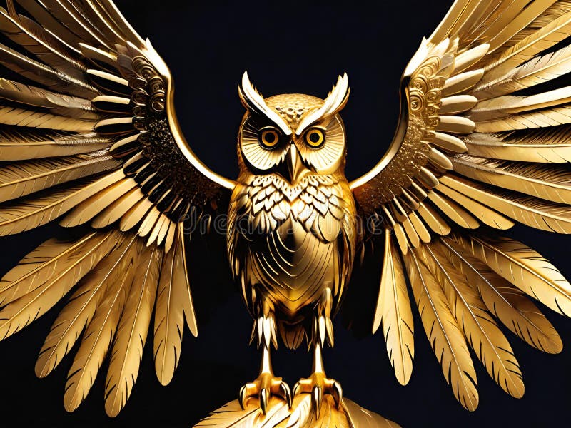 Golden wings of owl stock illustration. Illustration of wing - 332709920