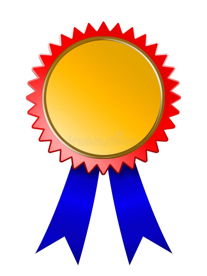 Golden Winner Medal Blue Ribbon Stock Illustration - Illustration of ...