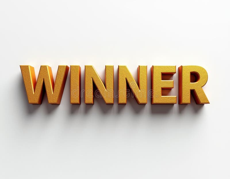 Golden WINNER Text in 3D on White Background Stock Illustration ...