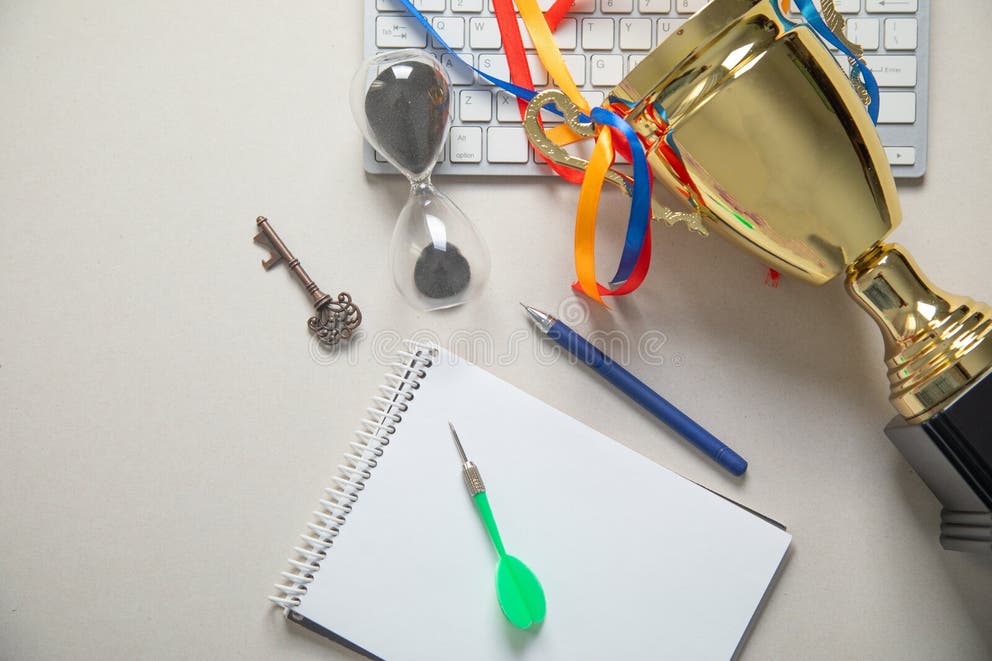 Golden Winner Trophy Cup with a Business Objects Stock Image - Image of ...