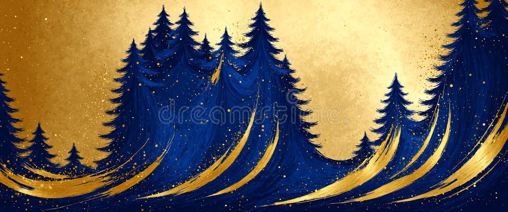 Golden winter tree scene stock illustration. Illustration of graphic ...