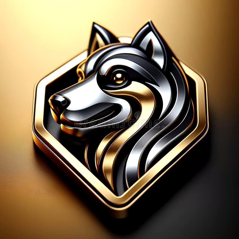 Golden Wolf Emblem stock illustration. Illustration of frame - 344738029