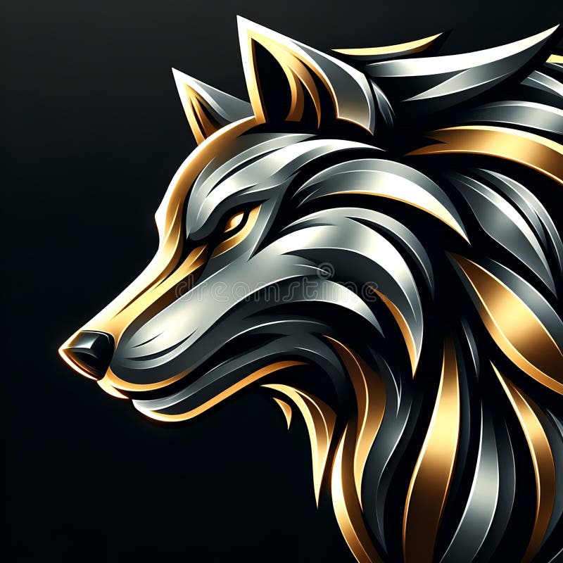Golden Wolf Majesty stock illustration. Illustration of design - 346500155