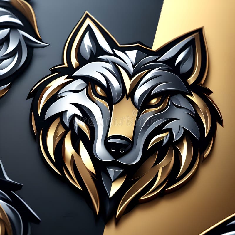 Golden Wolf Majesty stock illustration. Illustration of stylized ...