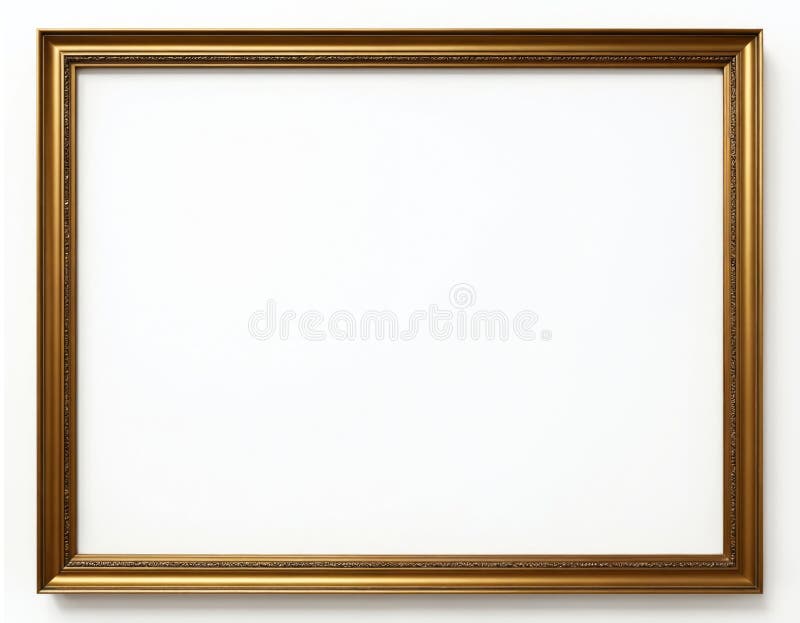 Golden Wooden Frame Isolated on White Background. Rectangular ...