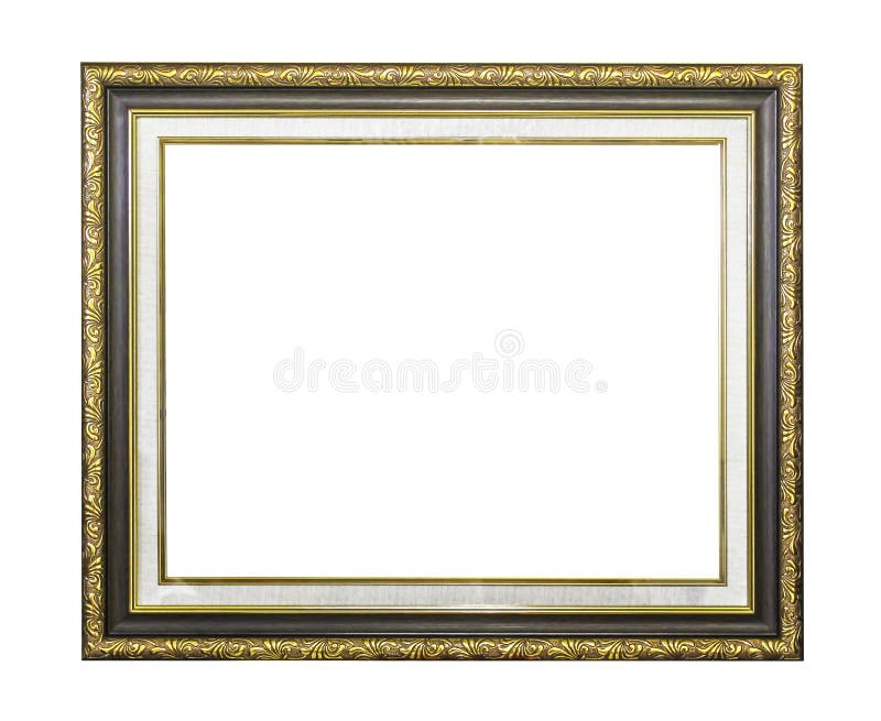 Golden Wooden Frame Isolated Stock Image - Image of portrait, classical ...