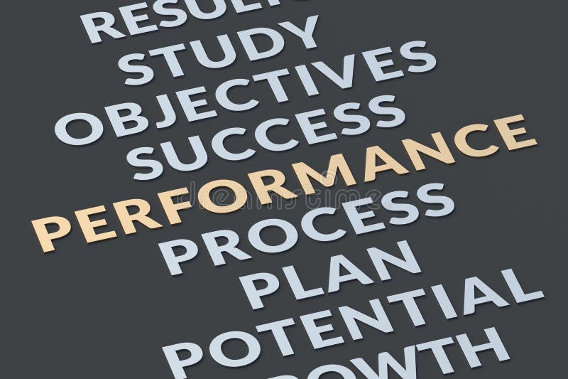 Golden Word Performance among Silver Words. Business Concept Stock ...