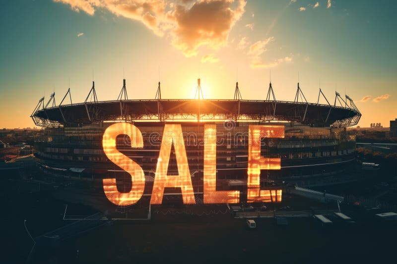 Golden Word SALE on Stadium Stock Photo - Image of exterior, event ...