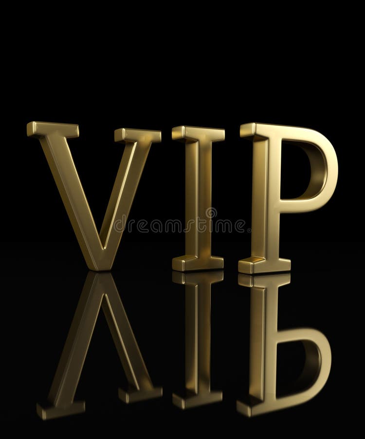 Golden Word Vip on Black Background 3D Illustration Stock Illustration ...