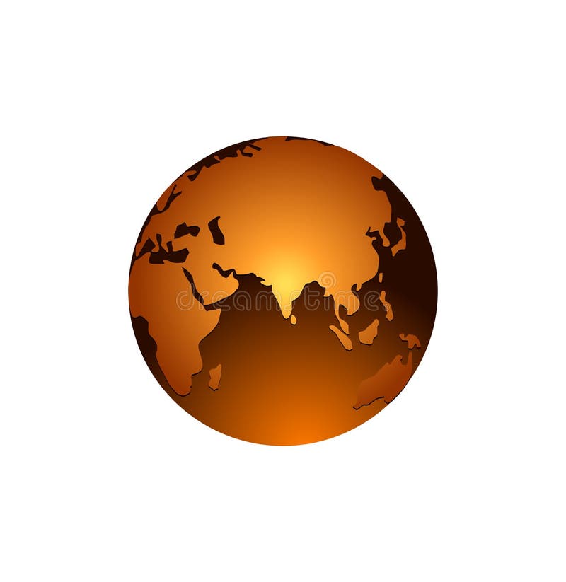 Golden World with Golden India Map Stock Vector - Illustration of ...