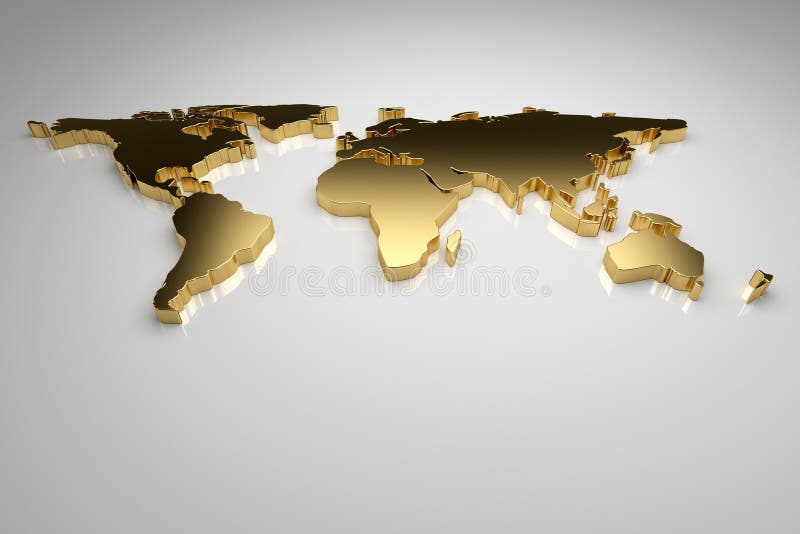 Golden World Map Flat Earth Stock Photo - Illustration of geographic ...