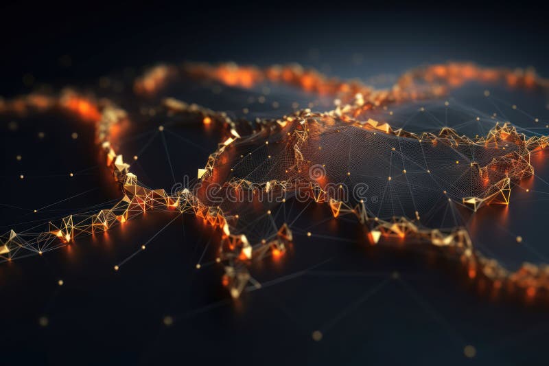 Golden World Map with Interconnected Cities. Generative AI Stock Image ...