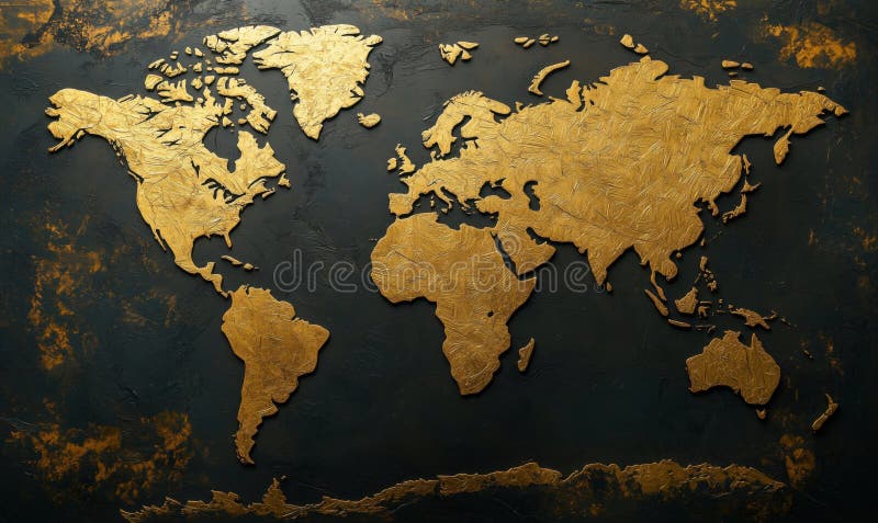 Golden World Map Sculpture Dark Textured Background Stock Photos - Free ...