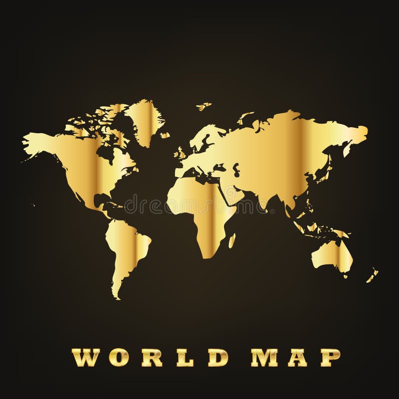 Gold World Map. Vector Illustration Stock Illustration - Illustration ...