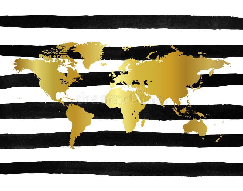 Golden world map stock vector. Illustration of concept - 65084176