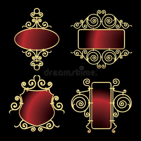 Golden wrought iron frames stock vector. Illustration of frame - 12093067