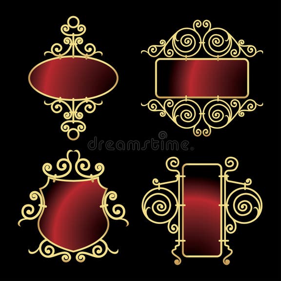 Golden wrought iron frames stock vector. Illustration of frame - 12093067