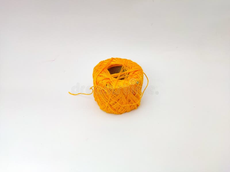 Golden Yarn Balls Knitting Thread on Isolated White Background Stock ...