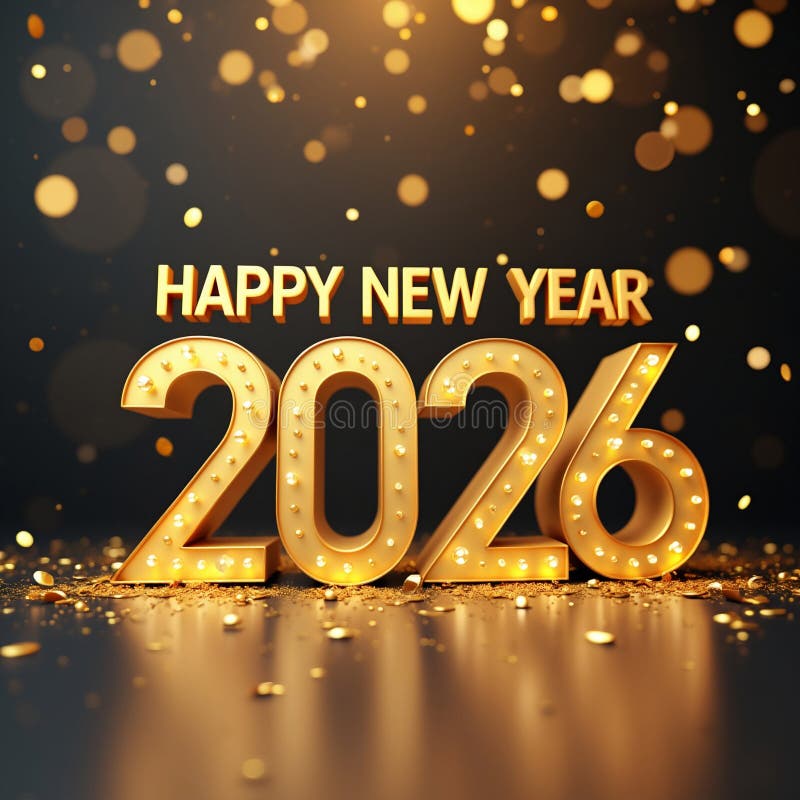 Golden Year 2026, Surrounded by Glimmering Confetti Bokeh Stock ...