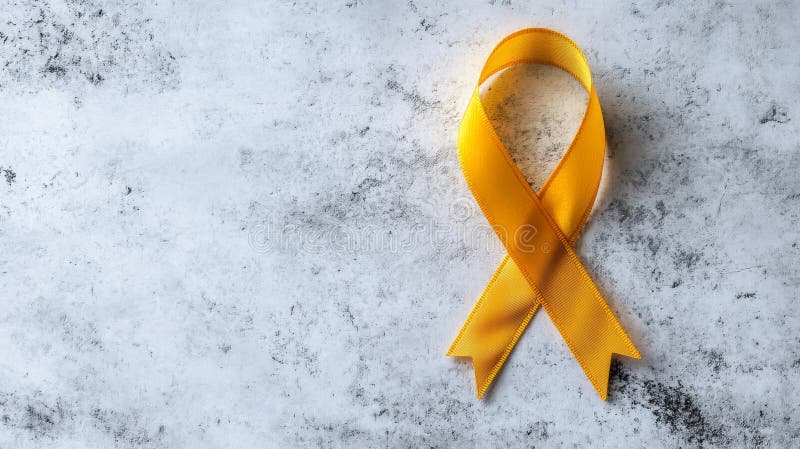 Golden Yellow Awareness Ribbon on Gray Background Stock Illustration ...