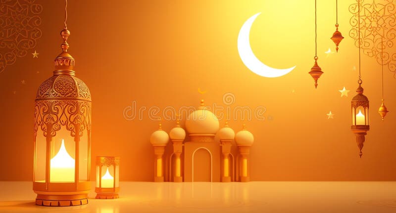 Golden Yellow Banner Ramadan Stock Image - Image of yellow, islam ...