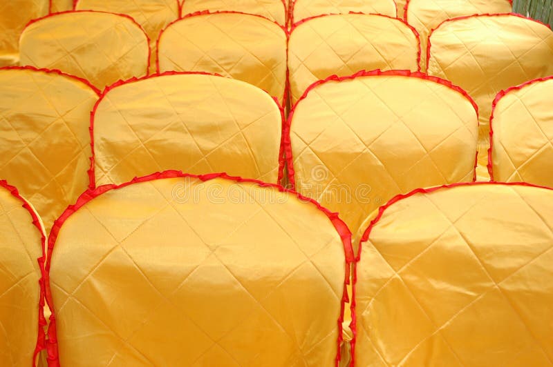 A Golden Yellow Cover and Red Tape Stock Photo - Image of indoor ...