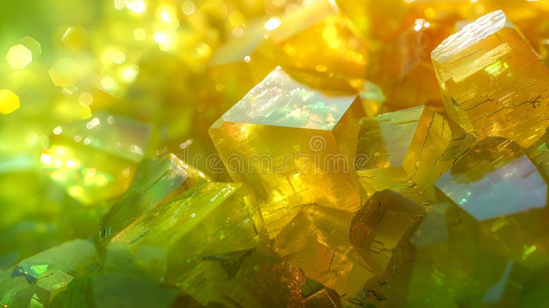 Golden Yellow Crystal Cluster 3D Render Stock Illustration ...