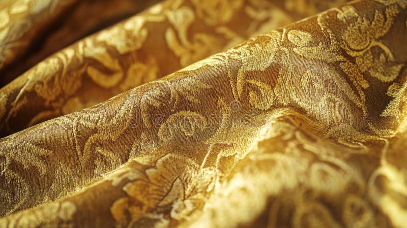 Golden Yellow Damask Fabric Texture Detail Stock Illustration ...