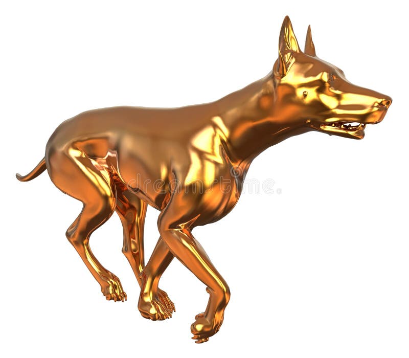 Golden Yellow Dog 3D Illustration Isolated on White Stock Illustration ...