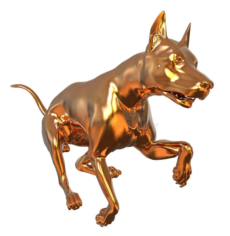 Golden Yellow Dog 3D Illustration Isolated on White Stock Illustration ...