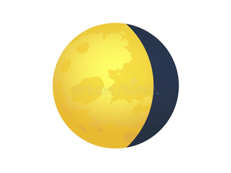 Golden Yellow Full Moon Icon with Thin Dark Crescent on Right Side ...