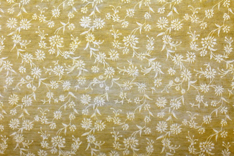 Golden Yellow Handmade Art Paper Floral Pattern Stock Image - Image of ...