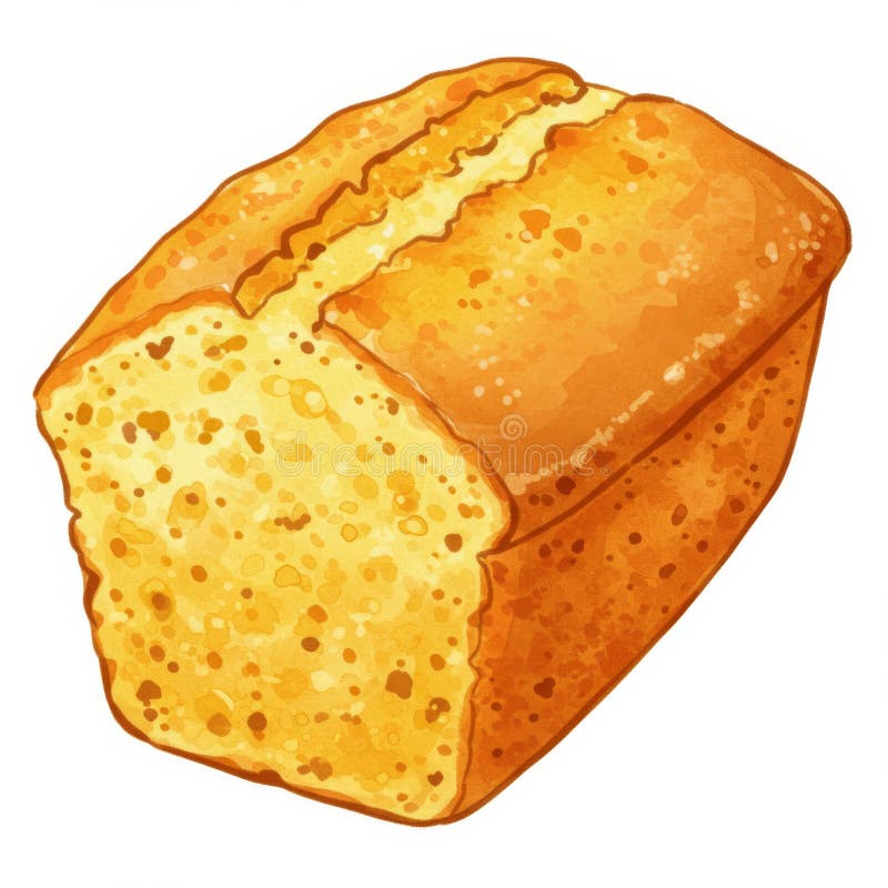 Golden Yellow Loaf of Baked Bread on White Background Stock ...