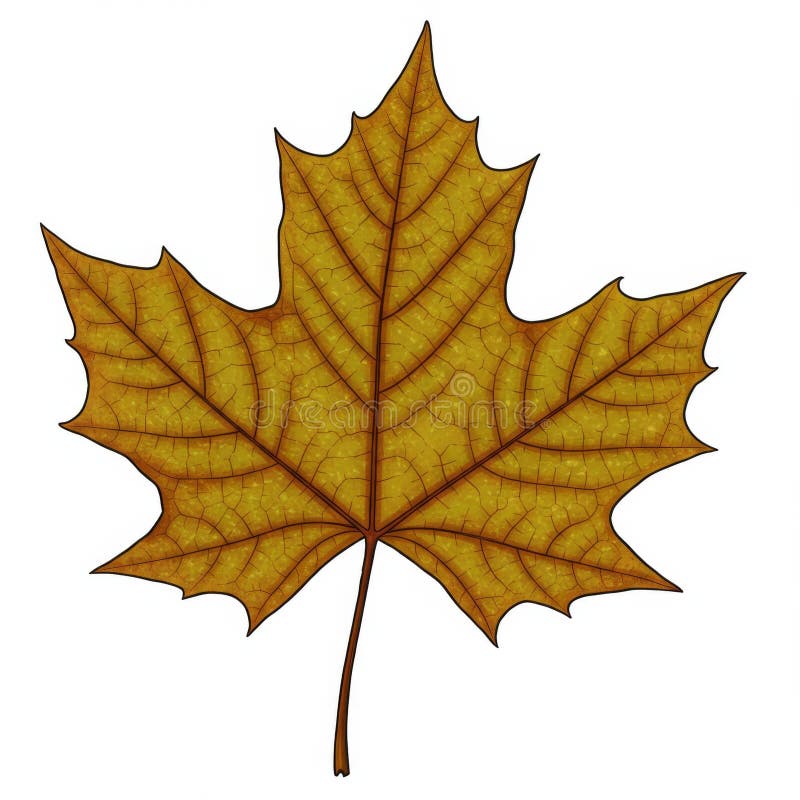 Golden Yellow Maple Leaf on White Background Stock Illustration ...