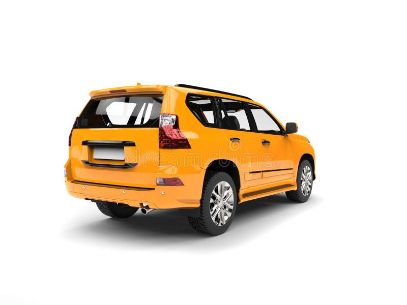 Golden Yellow Modern SUV - Studio Shot - Back View Stock Illustration ...