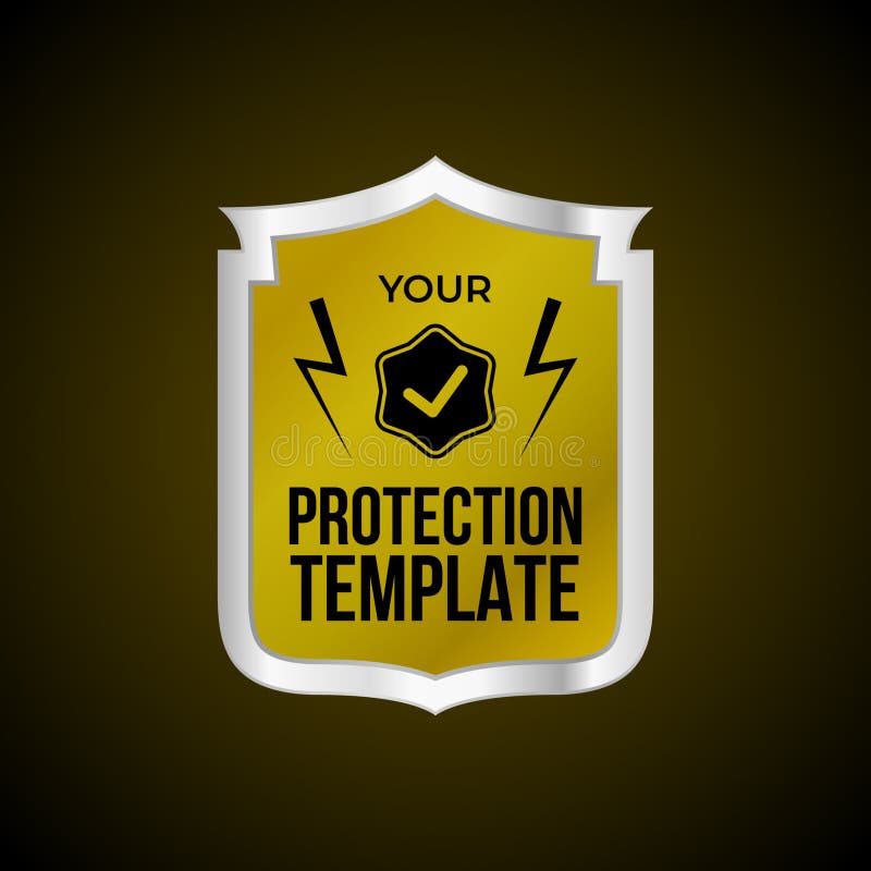 Golden Yellow Shield with a Combination of Check and Lightning Symbols ...