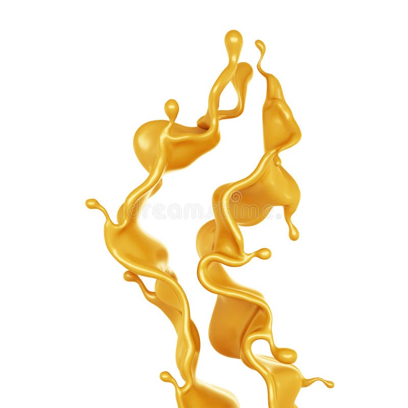 Golden Yellow Splash of Caramel. 3d Illustration, 3d Rendering Stock ...