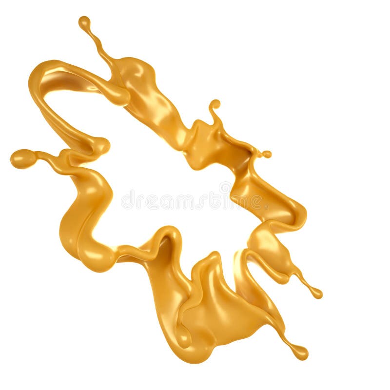 Golden Yellow Splash of Caramel. 3d Illustration, 3d Rendering Stock ...