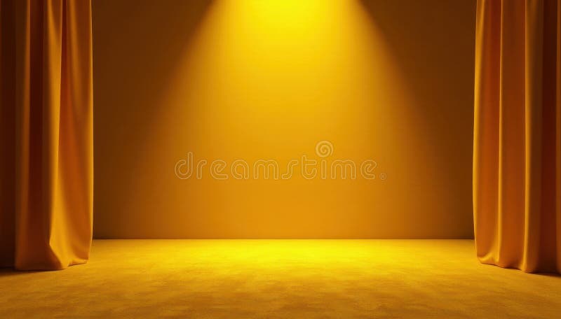 Golden Yellow Stage, Plush Carpet, Dramatic Backdrop , Design, Studio ...