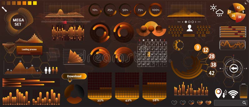 Golden-yellow Vector HUD Set in Trend Colors for Design Stock Vector ...