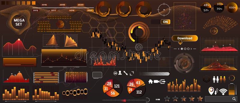 Golden-yellow Vector HUD Set in Trend Colors for Design Stock Vector ...