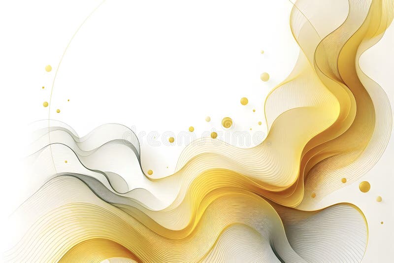 Golden Yellow Waves Abstract with an Isolated White Background Stock ...