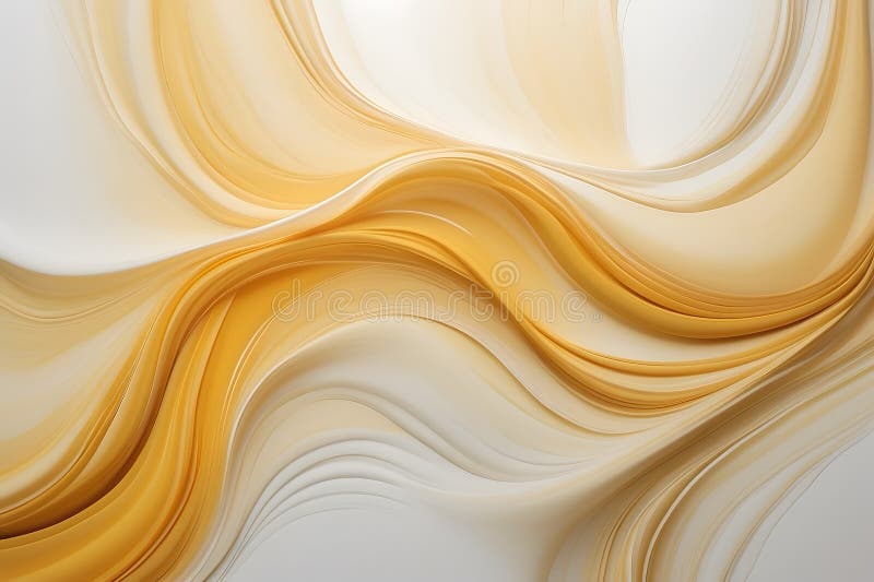 Golden Yellow Waves Abstract with an Isolated White Background Stock ...