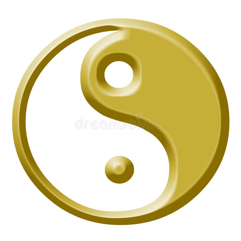 Golden yin and yang tao stock illustration. Illustration of asian - 6901790
