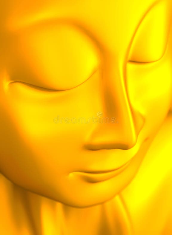 Golden zen buddha face stock illustration. Illustration of pleasure ...