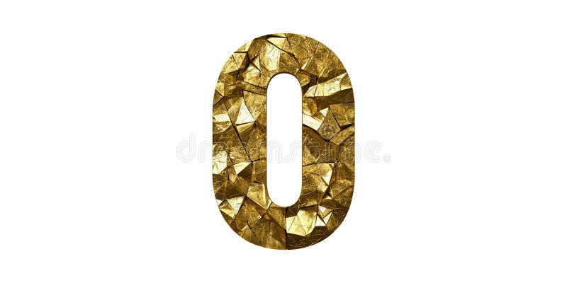 Golden Zero with Geometric Texture Isolated on Transparent Background ...